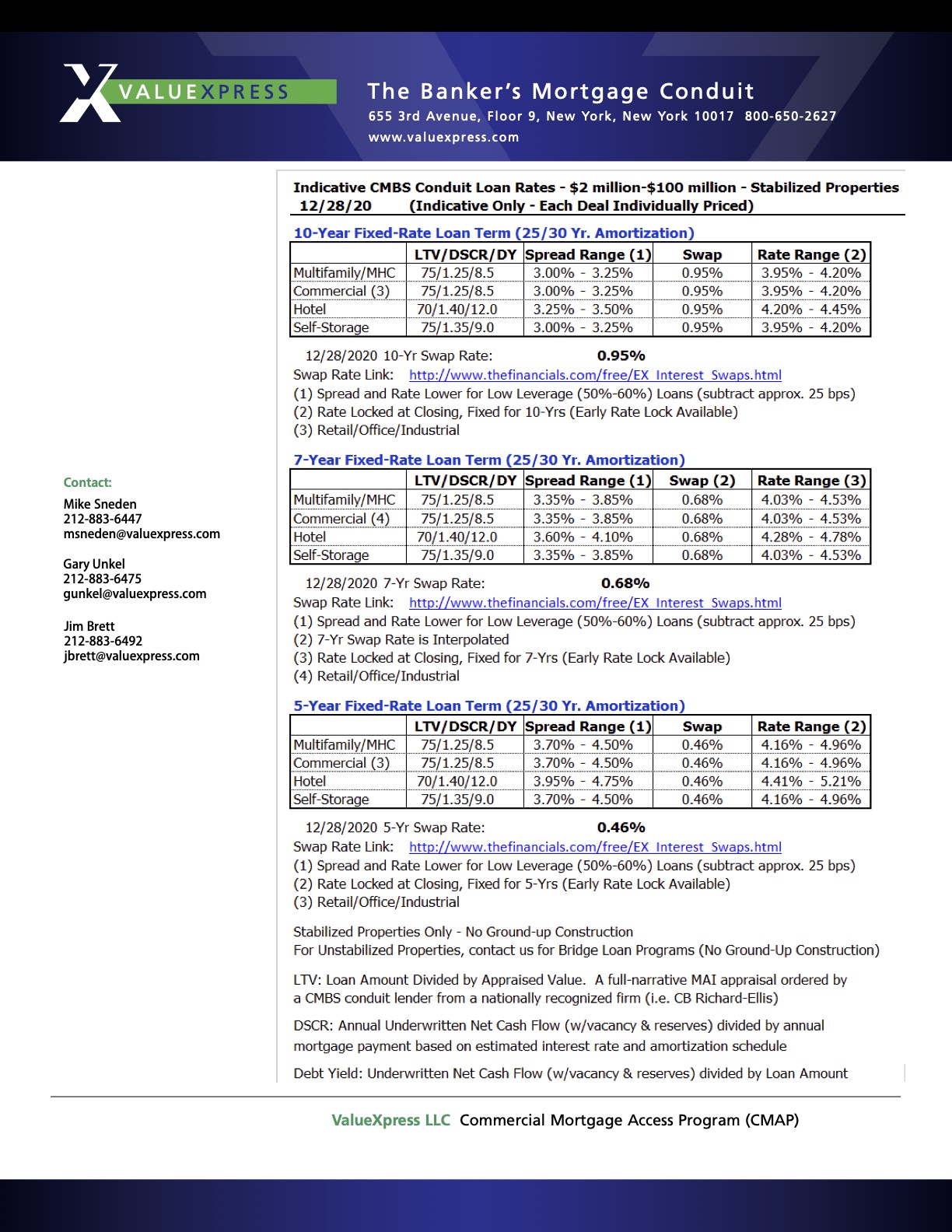 CMBS Conduit Loan Rate Sheet Updated Weekly | ValueXpress